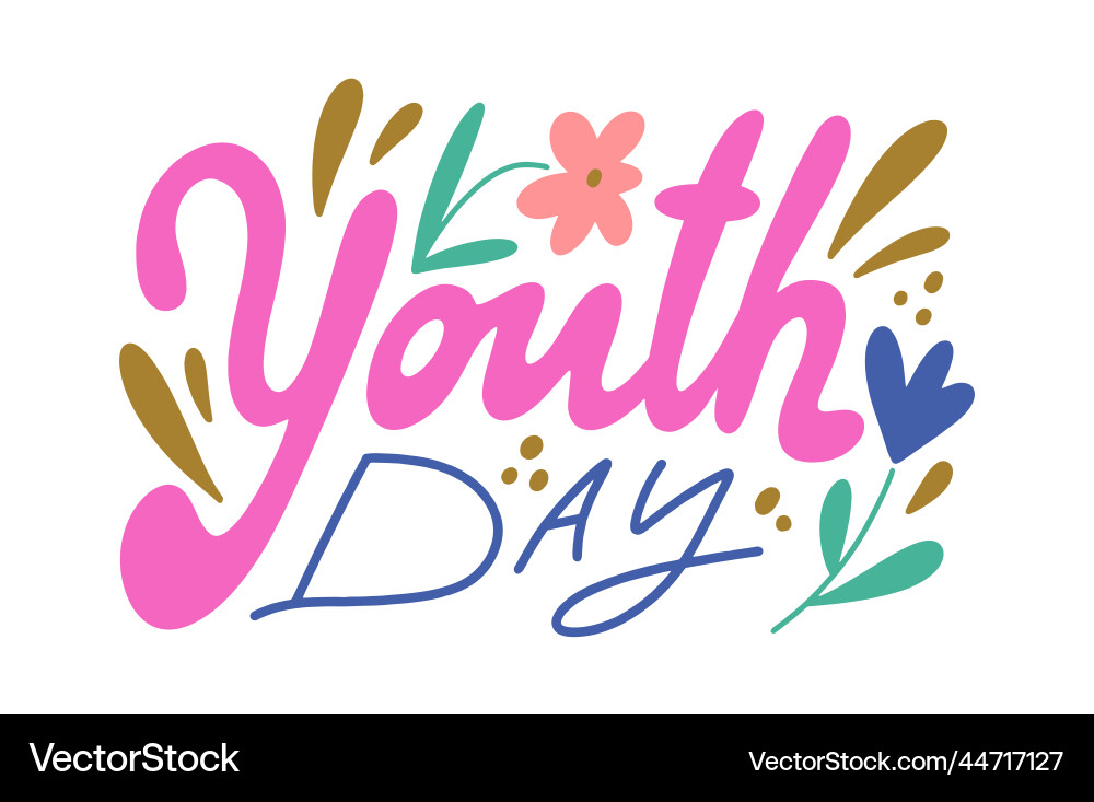 Youth day lettering text hippy doodle typography Vector Image