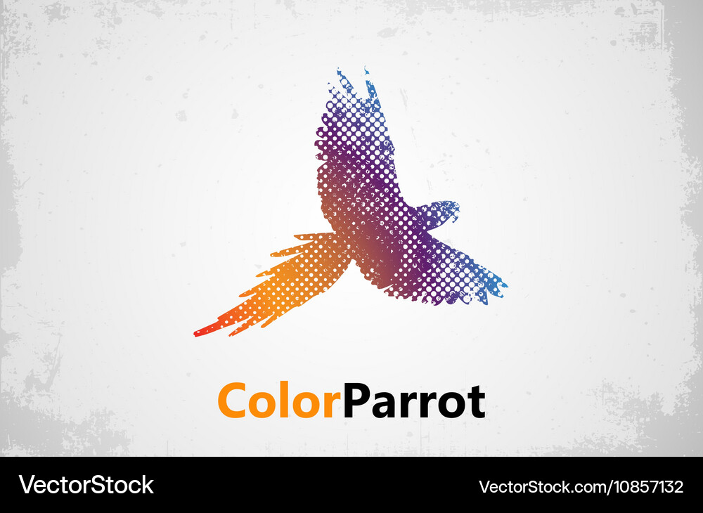 Color parrot logo design grunge poster Royalty Free Vector