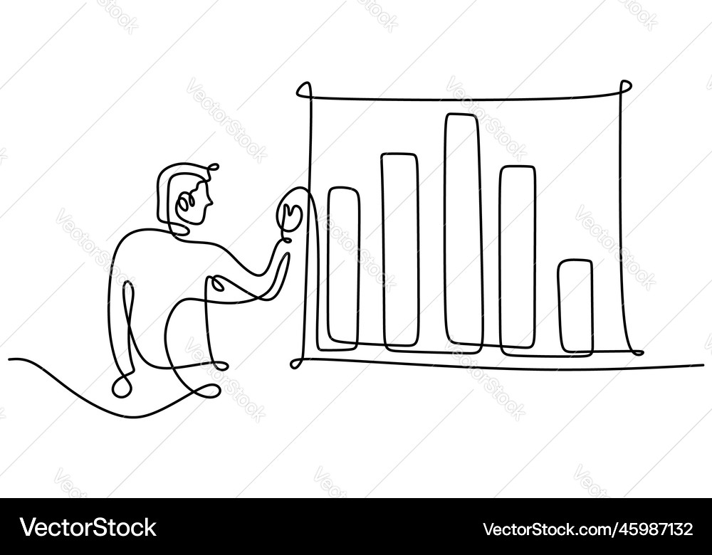 Continuous one line of man doing business Vector Image