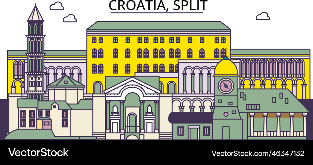 Croatia split tourism landmarks city Royalty Free Vector