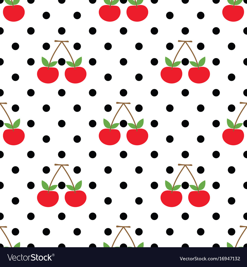 Cute pattern red cherry seamless Royalty Free Vector Image
