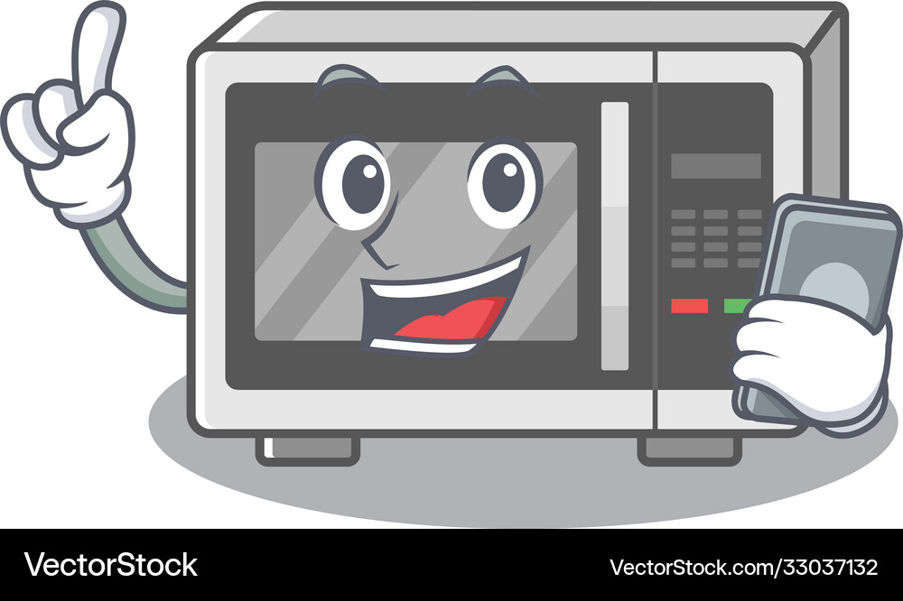 Microwave cartoon design style speaking on a phone