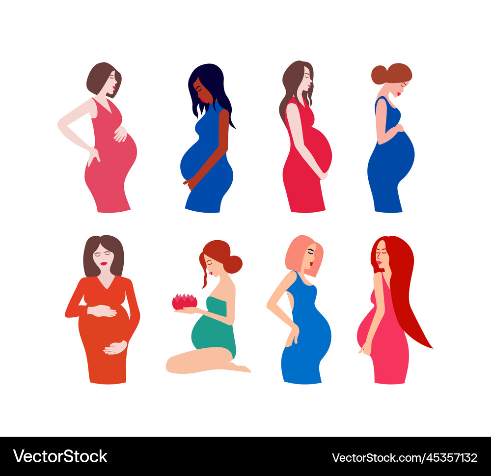 Pregnant women set Royalty Free Vector Image - VectorStock
