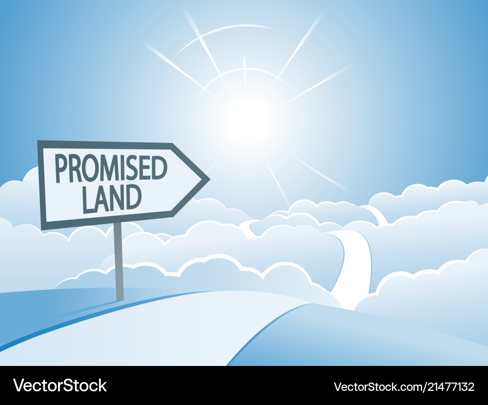 Promised land sign and road Royalty Free Vector Image