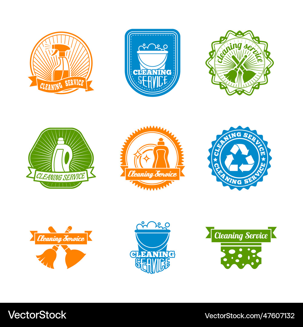 Set of cleaning color label Royalty Free Vector Image