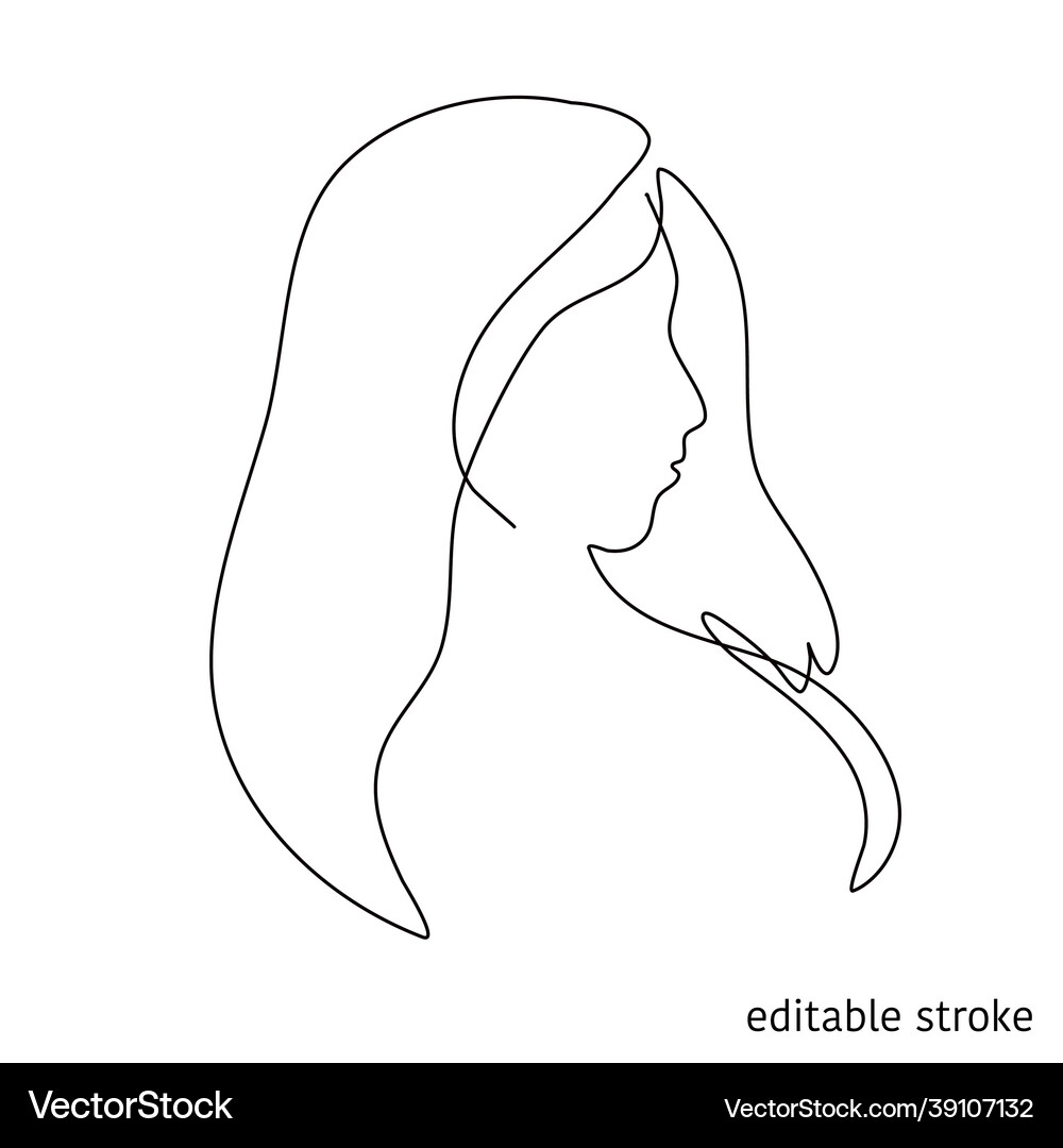 Woman profile in continuous line drawing sketchy Vector Image