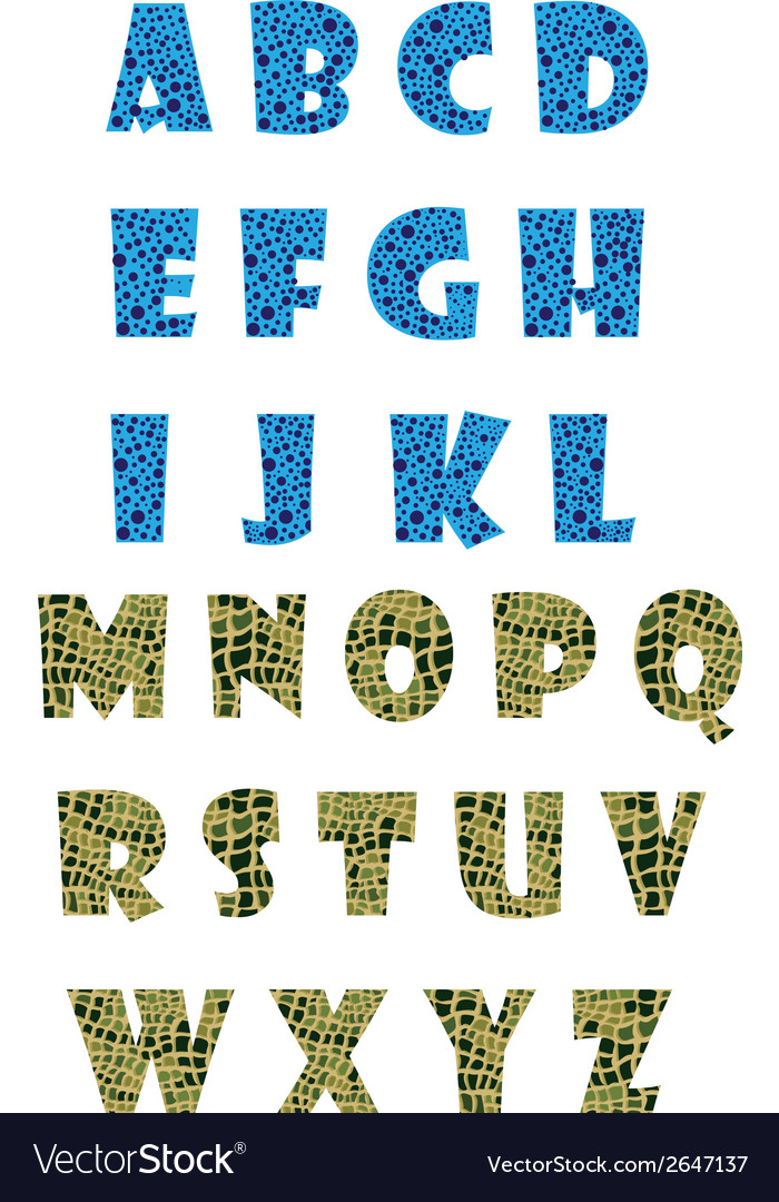 A blue and green alphabet with bubbles Royalty Free Vector