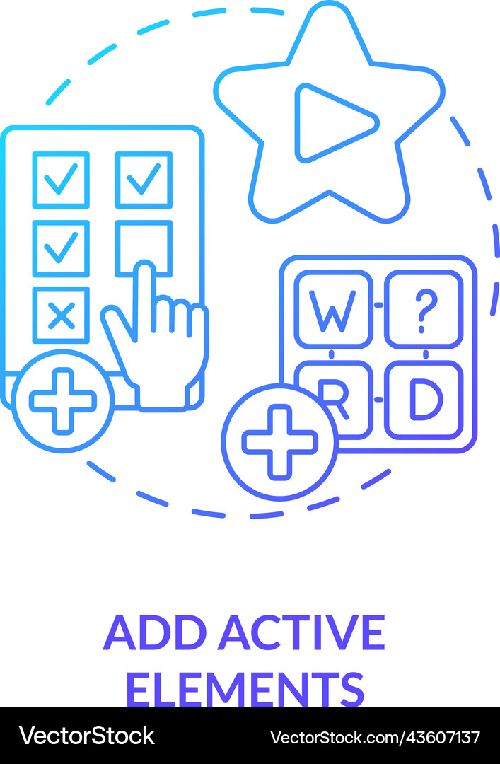 Add active elements blue gradient concept icon Vector Image
