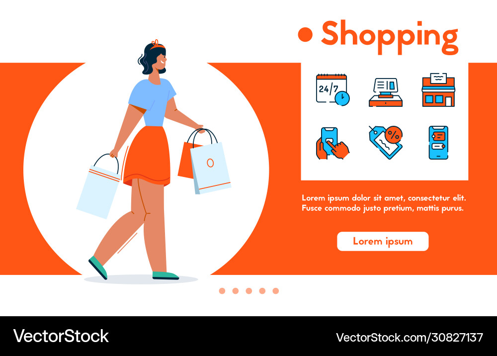 Banner shopping and linear icons set Royalty Free Vector