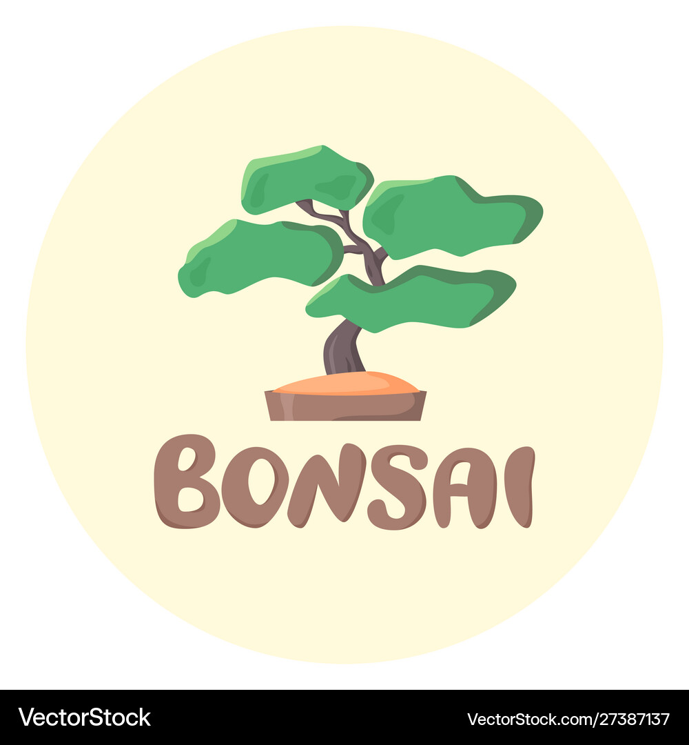 Bonsai and lettering in flat style Royalty Free Vector Image