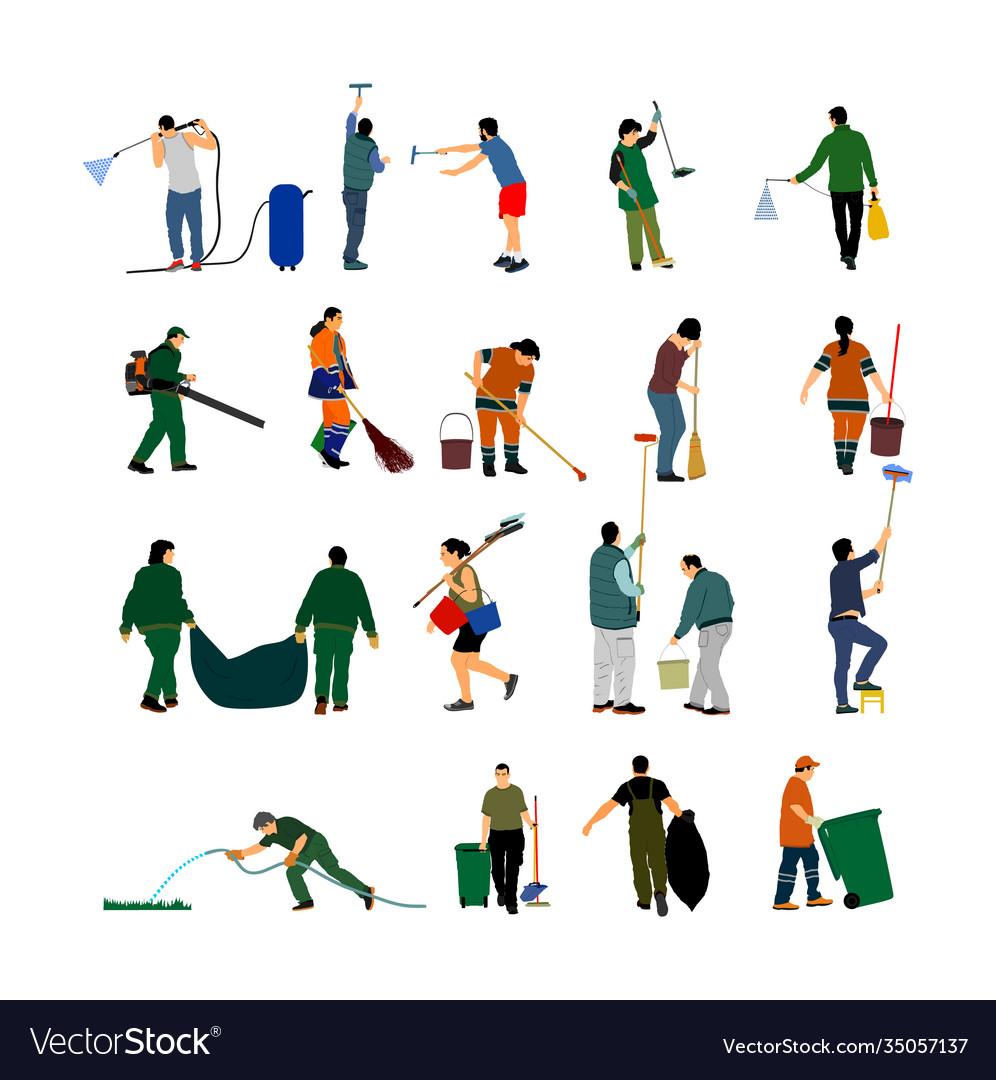 Cleaning lady wit broom housemaid cleaner Vector Image