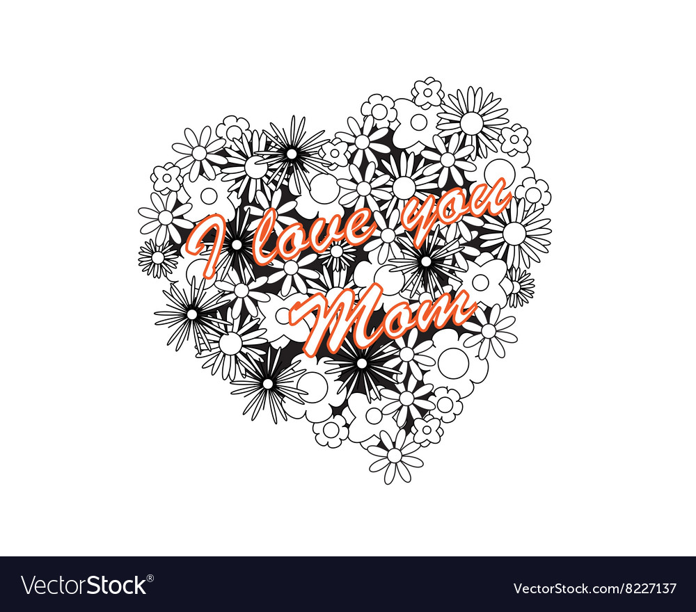 Coloring image - heart for mothers day Royalty Free Vector