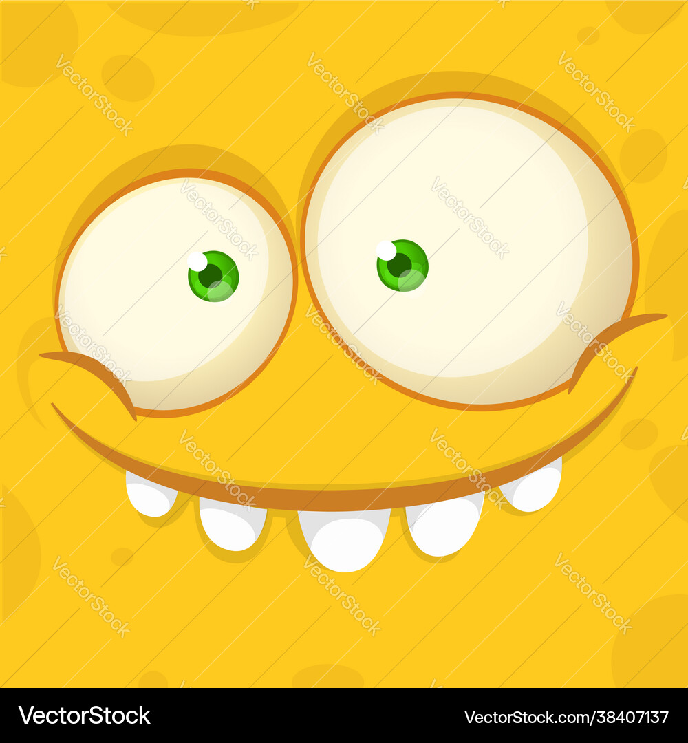 Funny cartoon monster face square avatar Vector Image