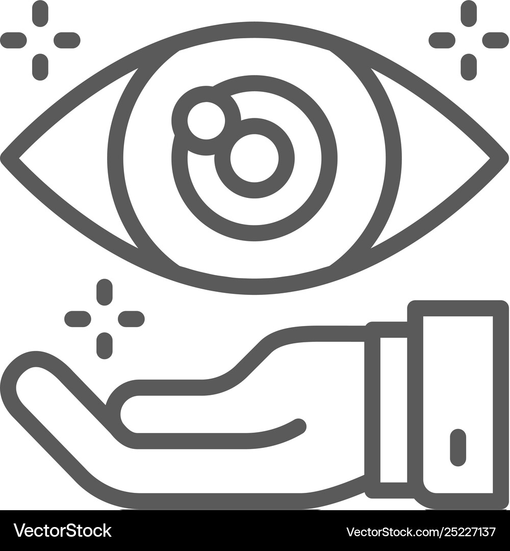 Hand with eye optical clinic line icon Royalty Free Vector