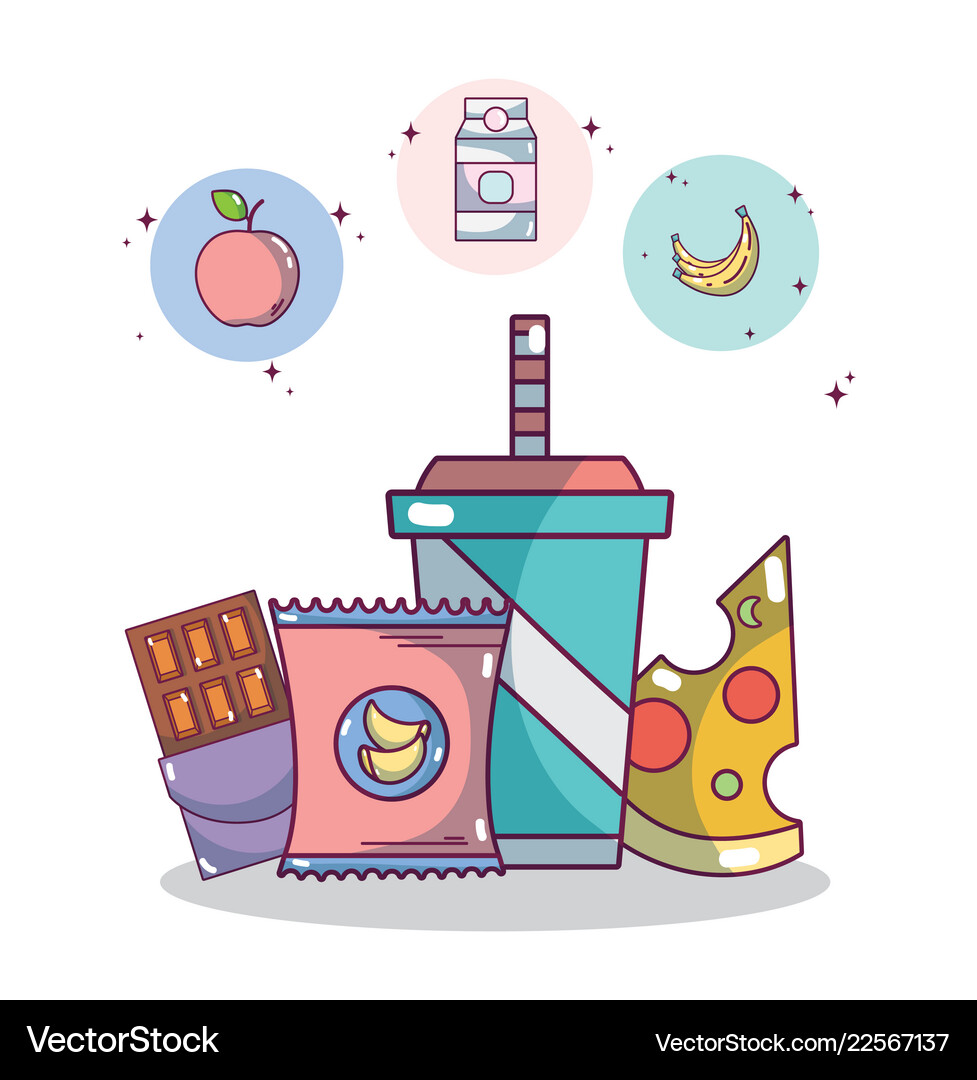 Junk food and snacks Royalty Free Vector Image