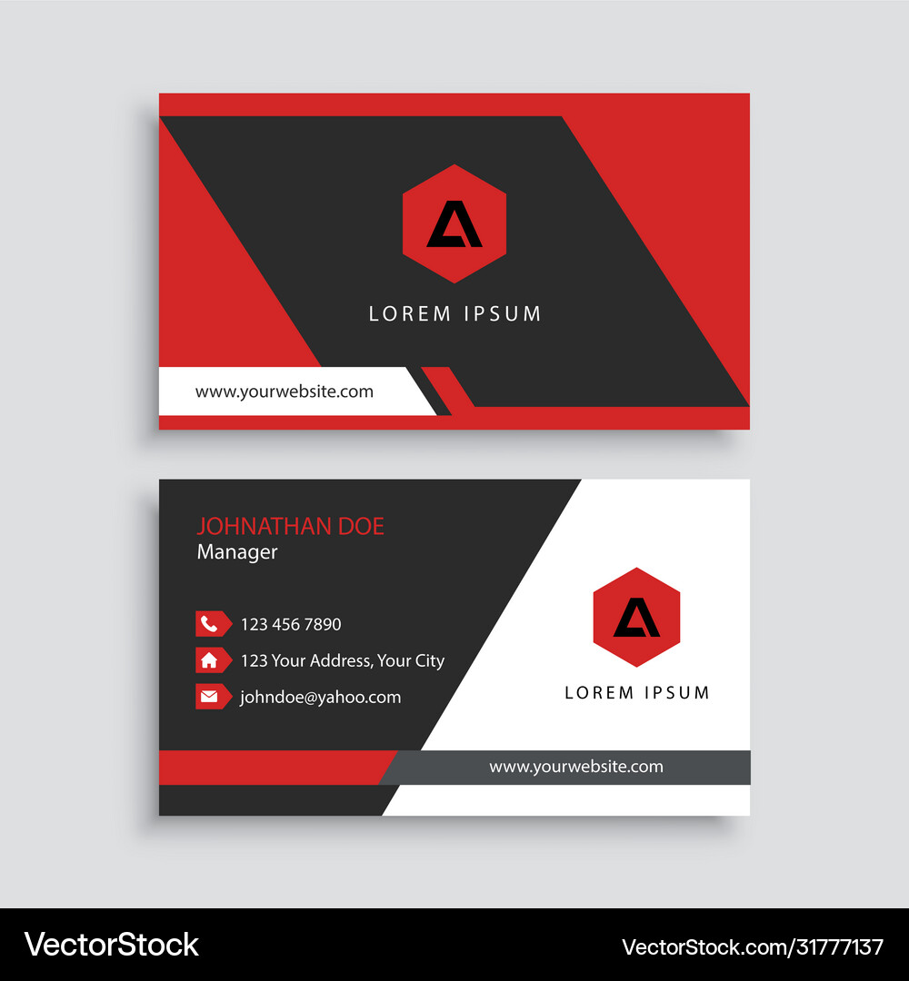 Red and black business card template Royalty Free Vector