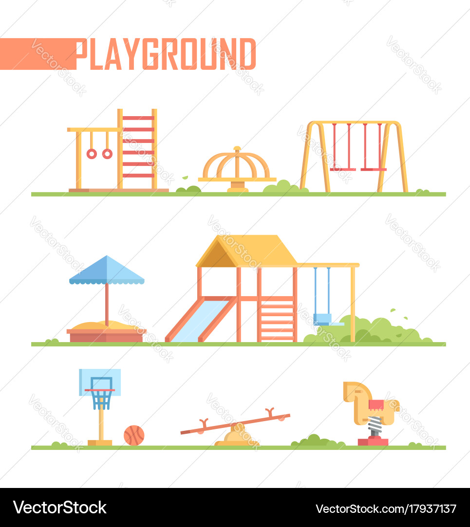 Set of playground elements - modern cartoon Vector Image