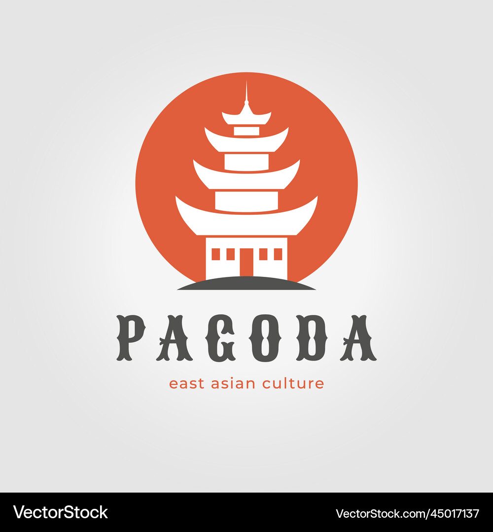 Simple pagoda logo with sunset icon design Vector Image