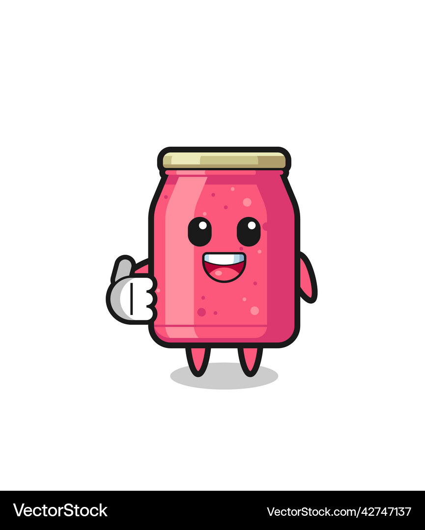 Strawberry jam mascot doing thumbs up gesture Vector Image