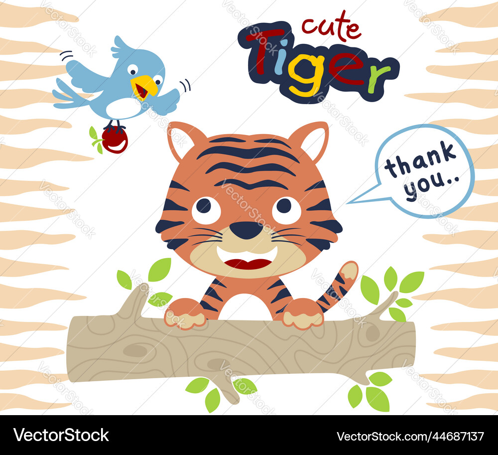 Tiger cartoon and friend Royalty Free Vector Image