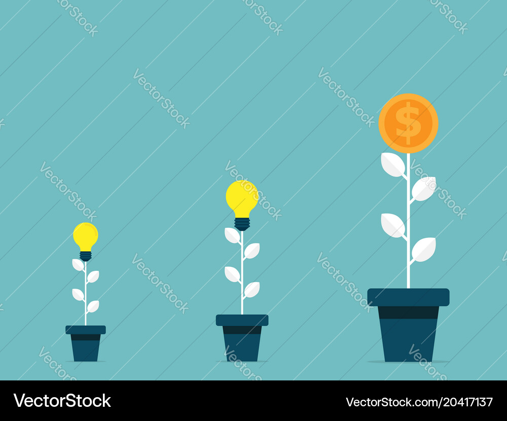 Tree bulb idea growth to money tree business Vector Image