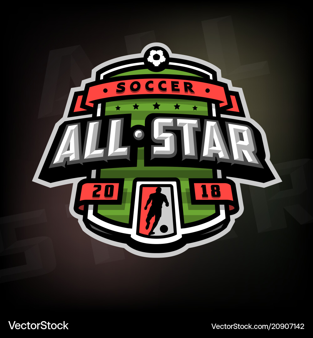 All stars soccer logo emblem Royalty Free Vector Image