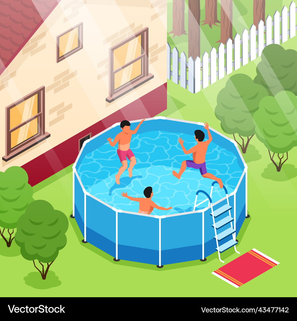 Backyard swimming pool composition Royalty Free Vector Image