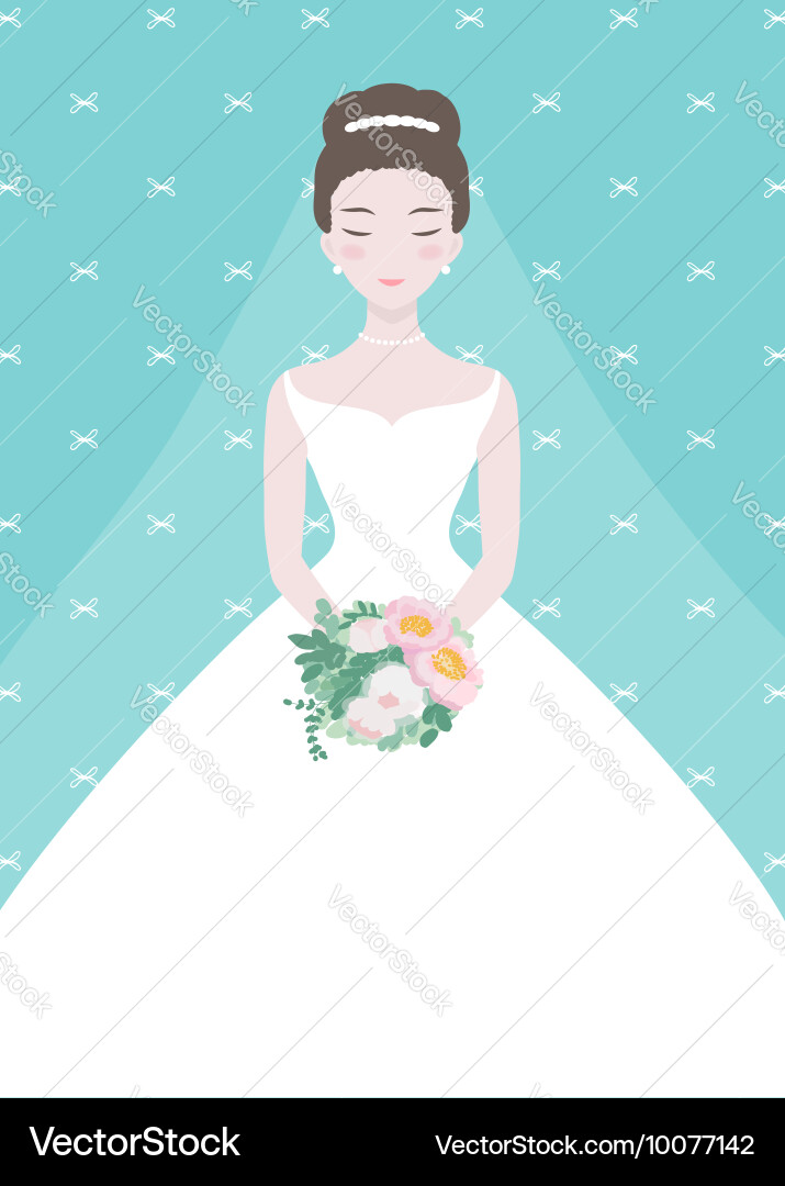 Beautiful bride with a flower bouquet Royalty Free Vector