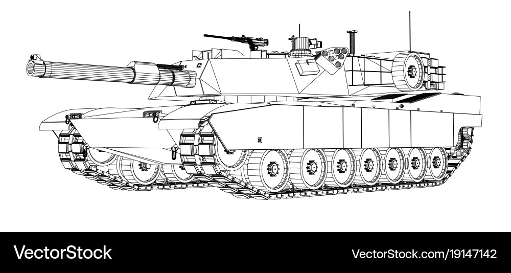 Blueprint of realistic tank Royalty Free Vector Image