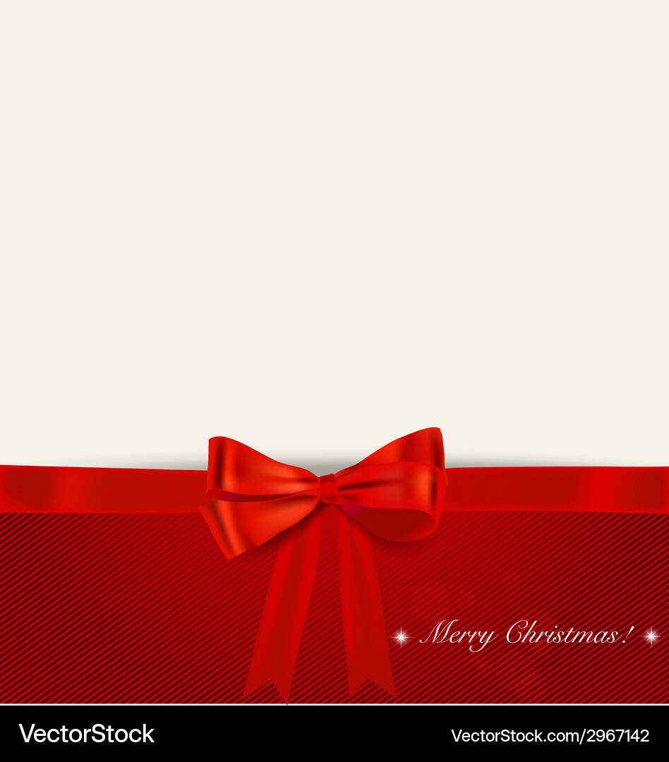 Christmas background shiny ribbon on red Vector Image