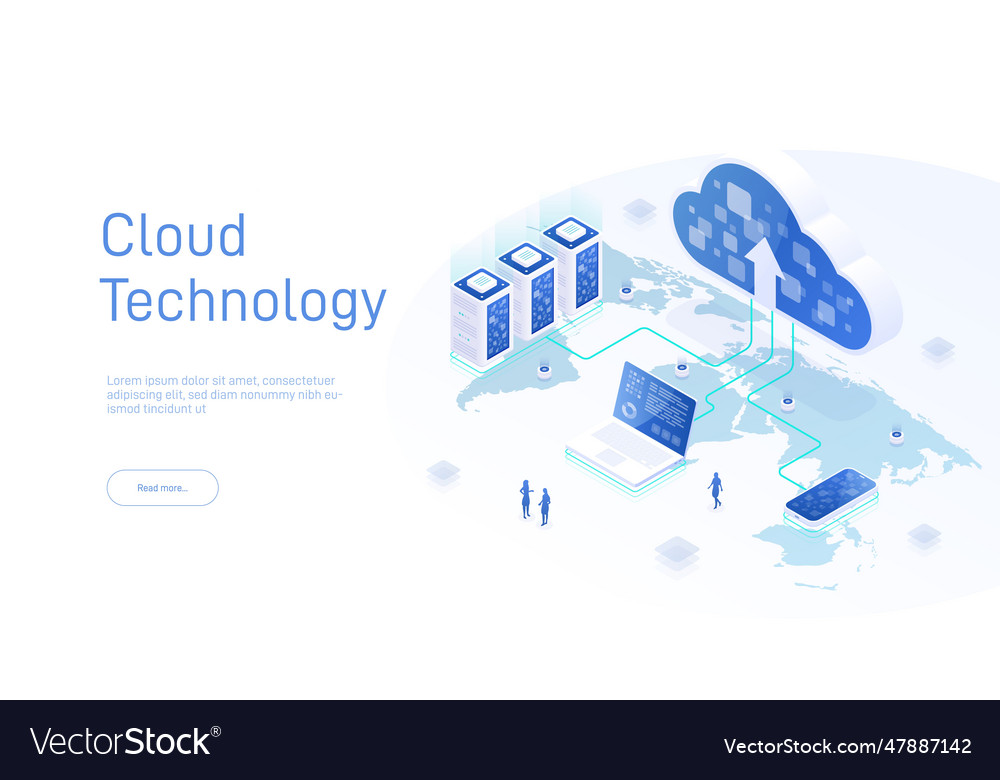 Cloud Storage Isometric Computing Royalty Free Vector Image