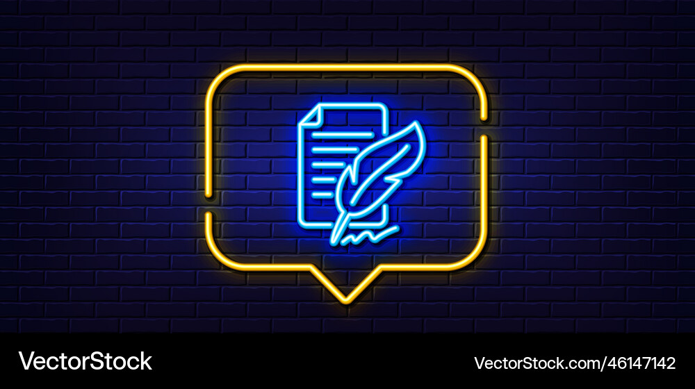 Feather signature line icon copywriting sign Vector Image
