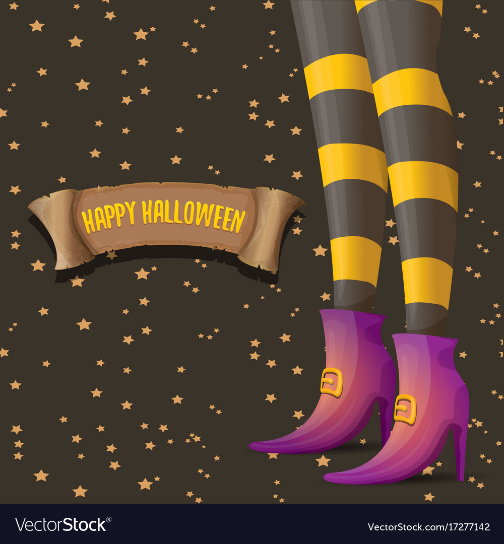 Halloween party poster with witch legs Royalty Free Vector