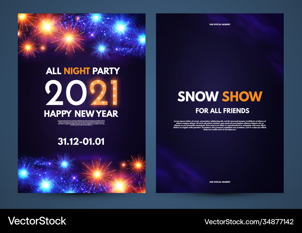 Happy new 2021 year flyer design template set Vector Image