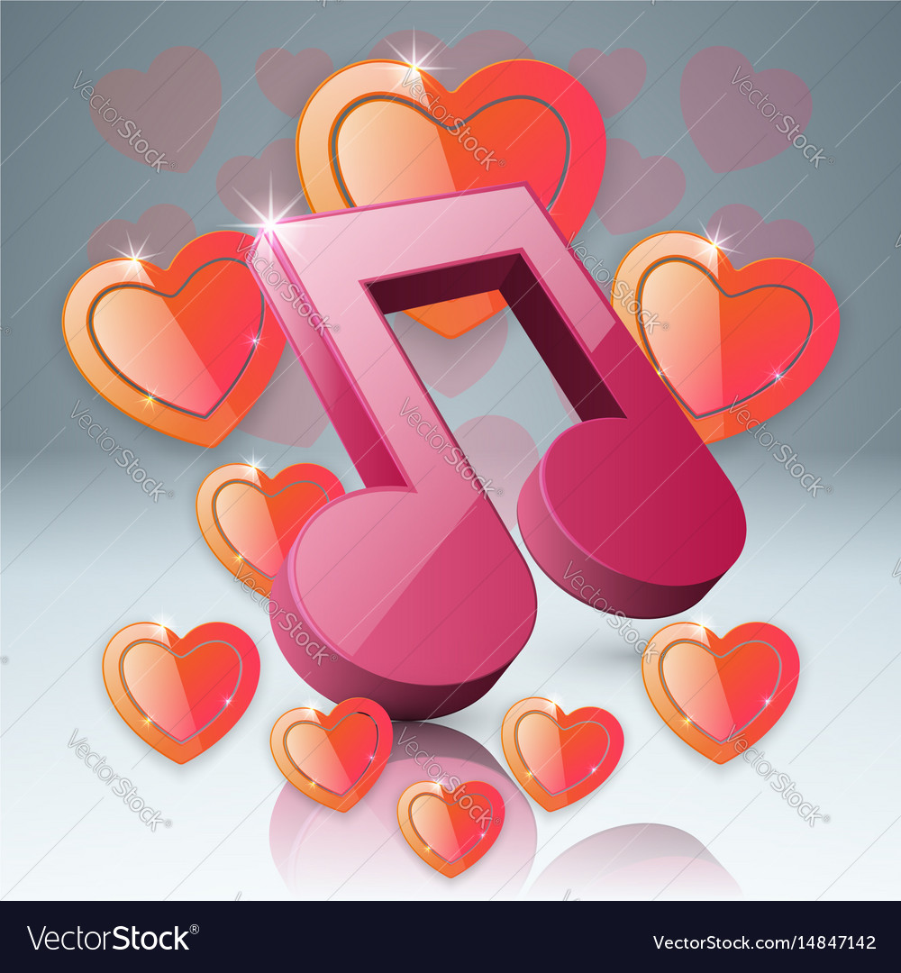 Hearts valentines day notr music icon Royalty Free Vector