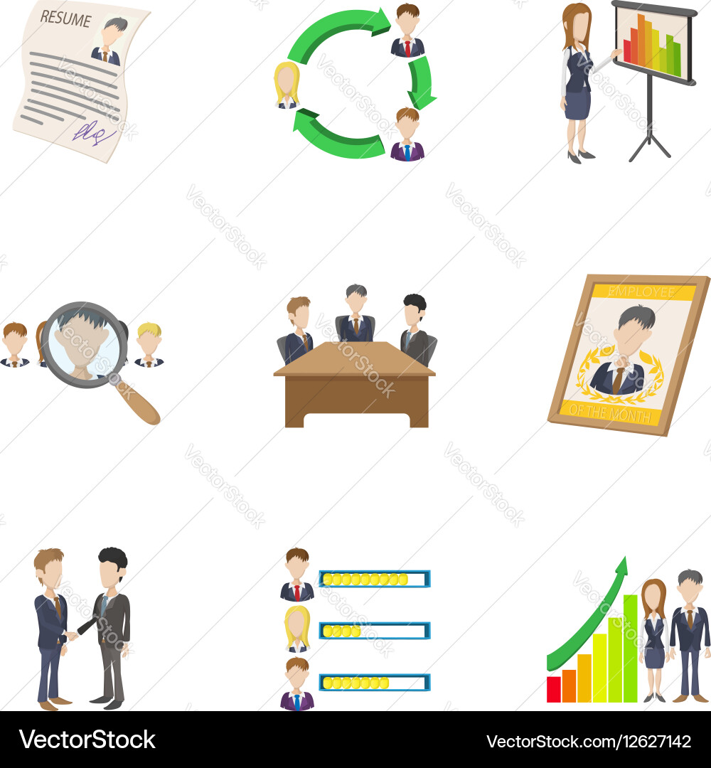 Manager icons set cartoon style Royalty Free Vector Image