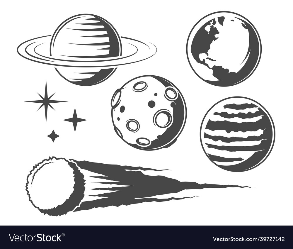Planets space objects Royalty Free Vector Image