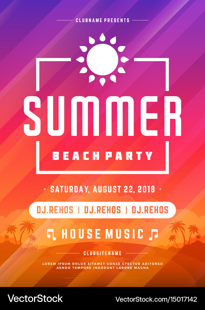 Retro summer party design poster or flyer Vector Image
