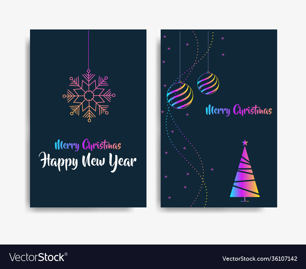 Set card merry christmas and happy new year Vector Image
