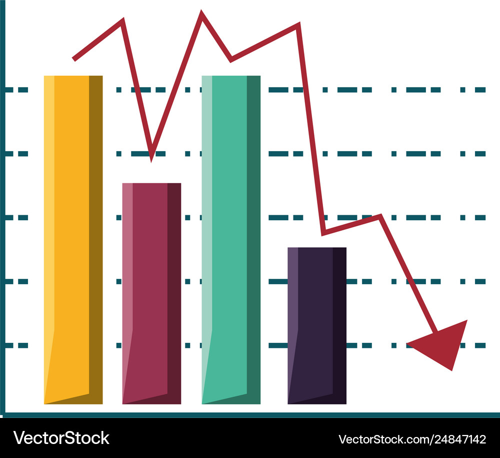 Statistical graphics in bars with arrow down Vector Image