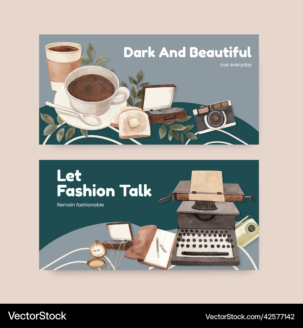 Twitter template with dark academia outfit Vector Image