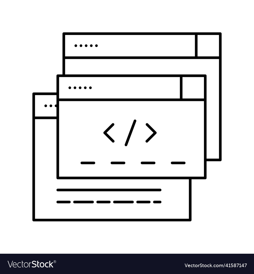 Code windows line icon Royalty Free Vector Image