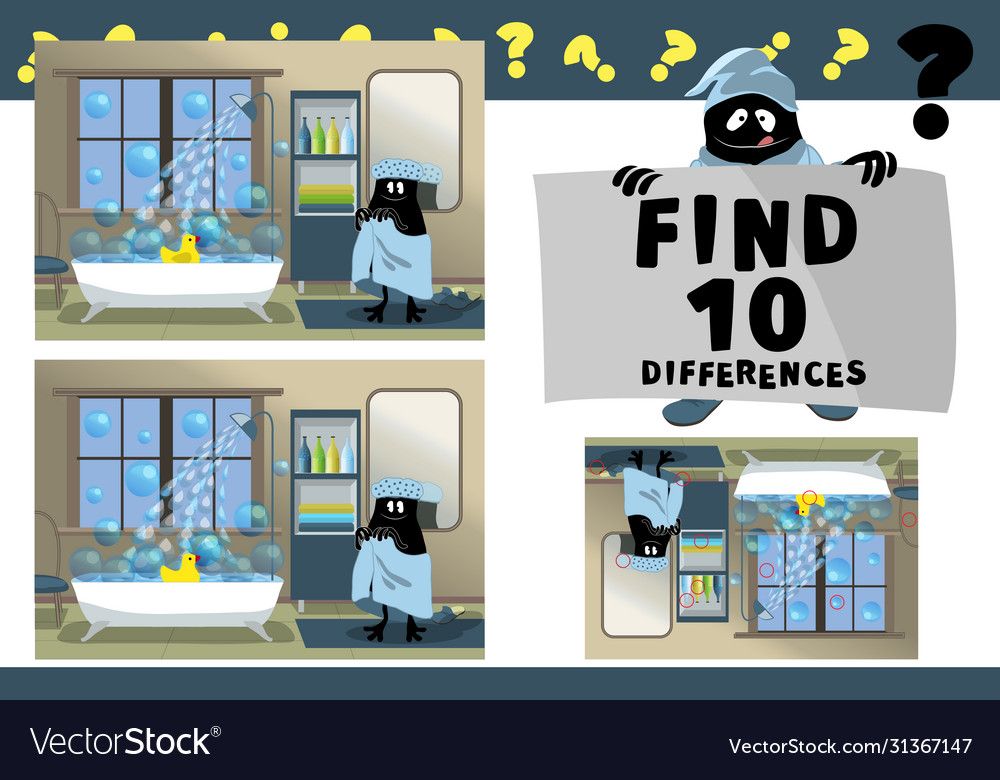 Find 10 differences educational game Royalty Free Vector