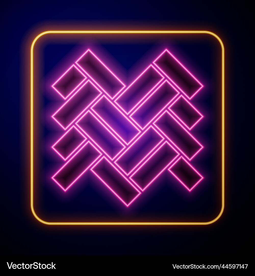 Glowing neon parquet icon isolated on black Vector Image