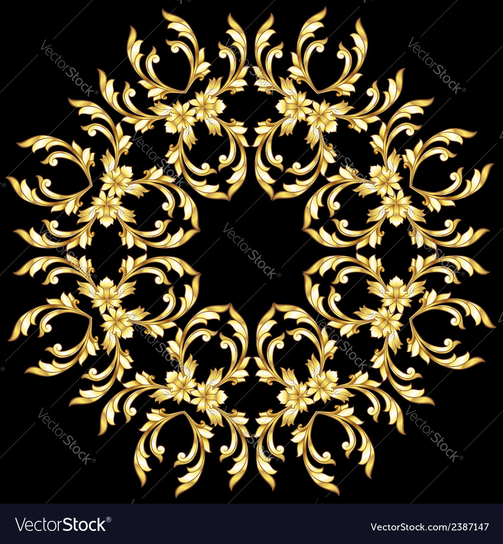 Golden flower pattern Royalty Free Vector Image