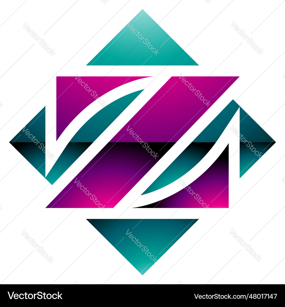 Magenta and green glossy square diamond shaped Vector Image