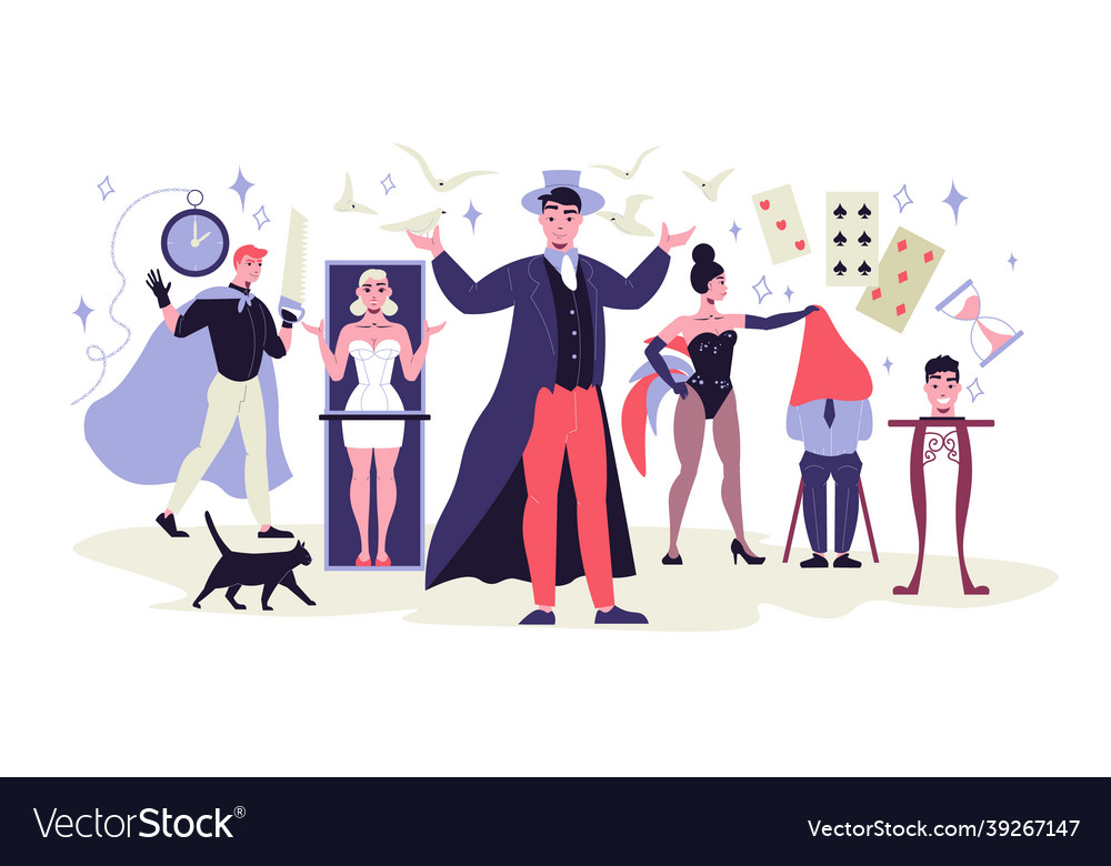 Magic show flat Royalty Free Vector Image - VectorStock