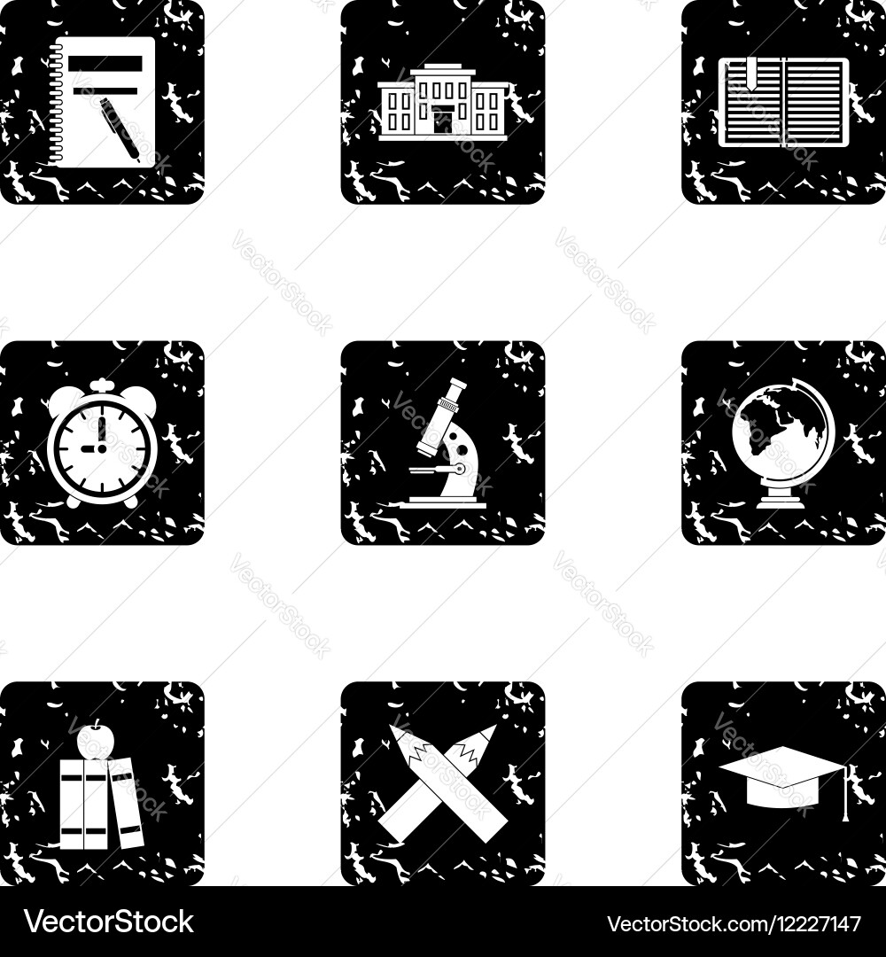 School icons set grunge style Royalty Free Vector Image