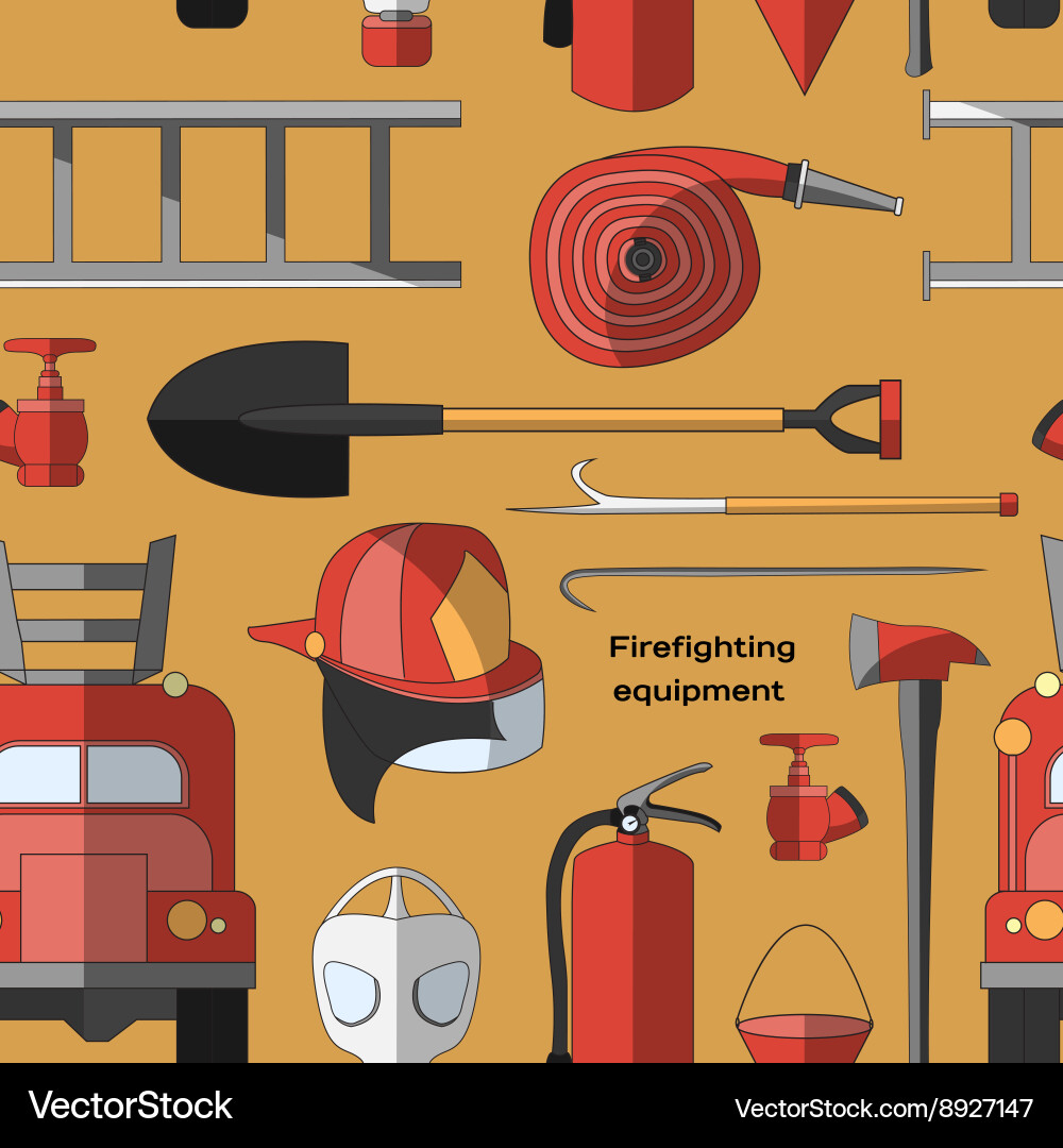 Set icons of firefighting equipment pattern Vector Image