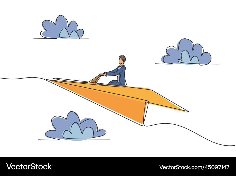 Single continuous line drawing of young business Vector Image